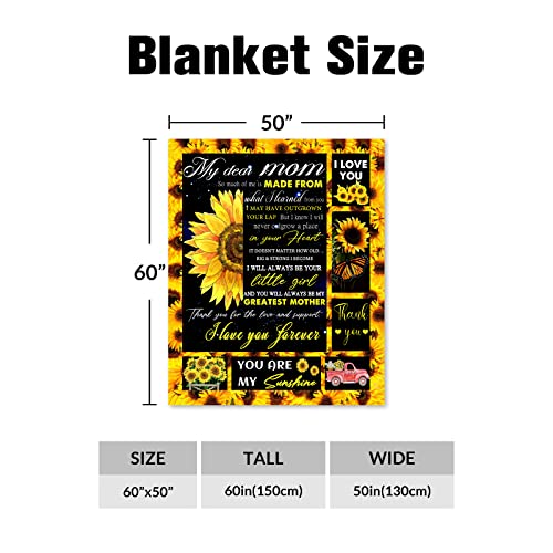 JIYEPOPO to My Mom Blanket from Daughter Son Sunflower Birthday Gifts for Mom Soft Warm Love You Mom Blankets Mothers Day for Her 60"x50"