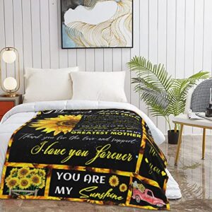 JIYEPOPO to My Mom Blanket from Daughter Son Sunflower Birthday Gifts for Mom Soft Warm Love You Mom Blankets Mothers Day for Her 60"x50"