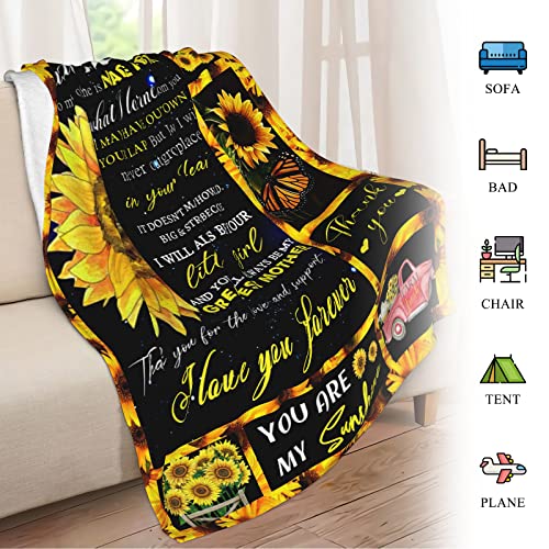 JIYEPOPO to My Mom Blanket from Daughter Son Sunflower Birthday Gifts for Mom Soft Warm Love You Mom Blankets Mothers Day for Her 60"x50"