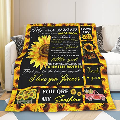 JIYEPOPO to My Mom Blanket from Daughter Son Sunflower Birthday Gifts for Mom Soft Warm Love You Mom Blankets Mothers Day for Her 60"x50"