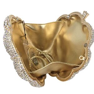 DJBM Round Shape Floral Rhinestone Evening Clutch Floral Crystal Clutch Purses Evening Bags for Women Formal Party Wedding