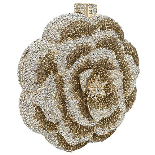 DJBM Round Shape Floral Rhinestone Evening Clutch Floral Crystal Clutch Purses Evening Bags for Women Formal Party Wedding