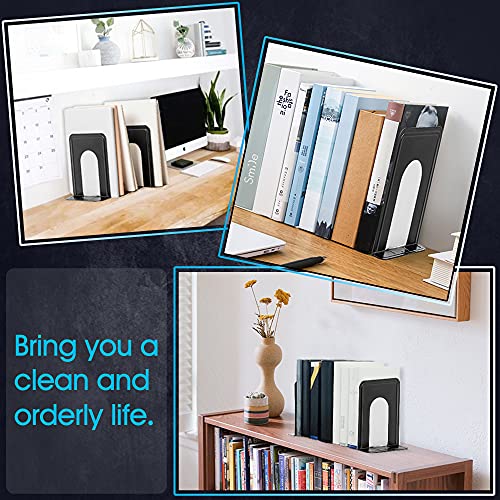 HappyHapi Bookends, Book Ends, Metal Bookends for Shelves, Non-Skid Book End Supports, Heavy Duty Book Holders for Office Kitchen Home Library, 5.7X 4.9 X 6.5 in