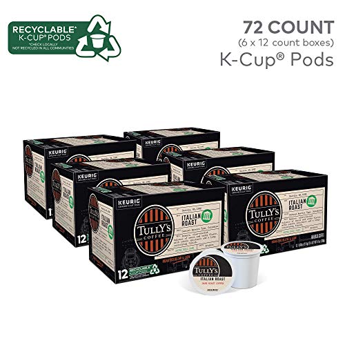 Tully's Coffee Italian Roast, Single-Serve Keurig K-Cup Pods, Dark Roast Coffee, 72 Count