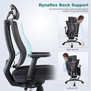 OdinLake Ergonomic Office Chair Mesh - Seat Depth Adjustable Home Office Desk Chairs High Back with Lumbar Support - Computer Swivel Task Chair with Footrest, Headrest, PU Wheels (Model: Ergo Pro 633)