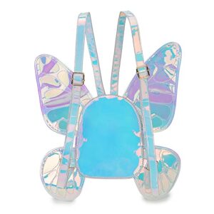 ENJOININ Women's Laser Holographic Backpack Butterfly Angel Wings Casual Daypack Shoulder Bag (Laser Light Blue)