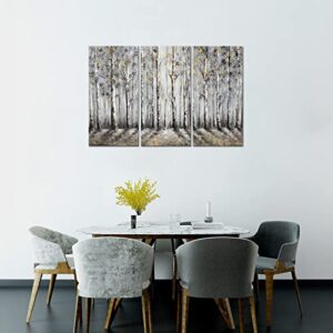 YAYNICE Birch Tree Wall Art 3 Piece Black and White Forest Picture with Gold Foil Canvas Print Modern Abstract Wall Painting Artwork Wall Décor for Bedroom Living Room Bathroom Office