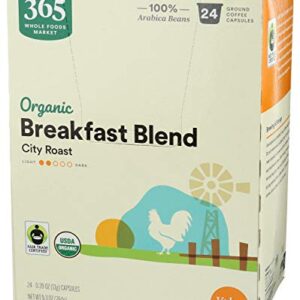 365 by Whole Foods Market, Organic Breakfast Blend Coffee Capsules, 0.39 Ounce (Pack of 24)