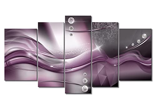 YAYNICE Modern Abstract Purple Wall Art 5 Piece Large Picture Canvas Print Wall Painting Artwork Wall Décor for Bedroom Living Room Bathroom Office