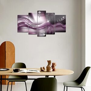 YAYNICE Modern Abstract Purple Wall Art 5 Piece Large Picture Canvas Print Wall Painting Artwork Wall Décor for Bedroom Living Room Bathroom Office