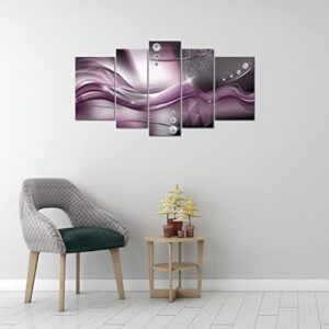 YAYNICE Modern Abstract Purple Wall Art 5 Piece Large Picture Canvas Print Wall Painting Artwork Wall Décor for Bedroom Living Room Bathroom Office