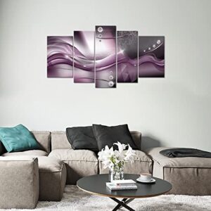 YAYNICE Modern Abstract Purple Wall Art 5 Piece Large Picture Canvas Print Wall Painting Artwork Wall Décor for Bedroom Living Room Bathroom Office