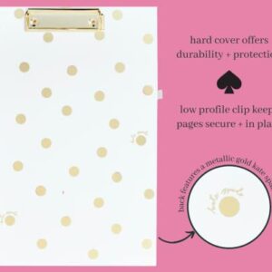 Kate Spade New York Clipboard Folio with Low Profile Clip, Professional Padfolio Includes Lined Notepad, Pen Loop, and Pocket, Gold Dot with Script