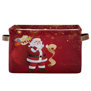 nander 1pcs santa claus large storage basket,foldable storage bin waterproof laundry basket with handle for home closet & office christmas decoration