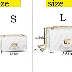 BRIMISKY Clear Bag Semi Transparent Jelly Bag for Women,Lady Fashion Lovely Bag，Shoulder Bag,Transparent Clutch(Semi Transparent-white-Large)