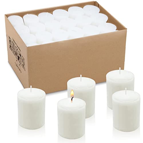 12 Hours Votive Candles, 24 Packs Unscented White 2.0 inch Wax Candles for Wedding, Party, Holiday & Home