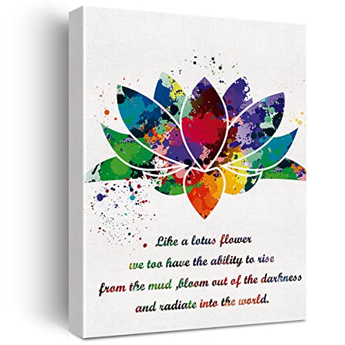 Just like the Lotus Inspirational Quote Canvas Wall Art Lotus Watercolor Canvas Print Positive Canvas Painting Wall Decor Framed Motivational Gift 12x15 Inch