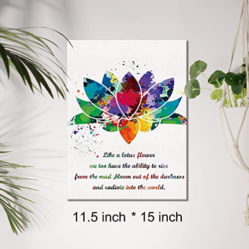 Just like the Lotus Inspirational Quote Canvas Wall Art Lotus Watercolor Canvas Print Positive Canvas Painting Wall Decor Framed Motivational Gift 12x15 Inch