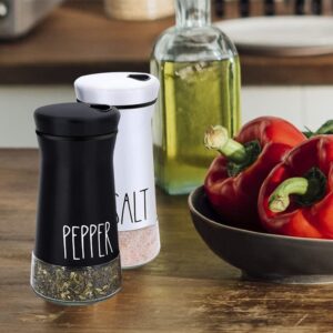 Farmhouse Salt and Pepper Shakers with Adjustable Pour Holes, Refillable Salt Shaker by Aelga, Perfect for Black Pepper, Kosher and Sea Salts