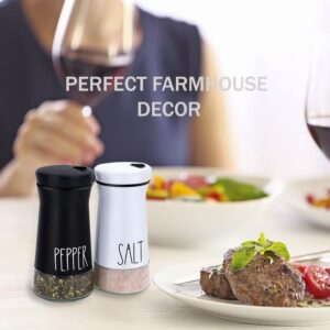 Farmhouse Salt and Pepper Shakers with Adjustable Pour Holes, Refillable Salt Shaker by Aelga, Perfect for Black Pepper, Kosher and Sea Salts