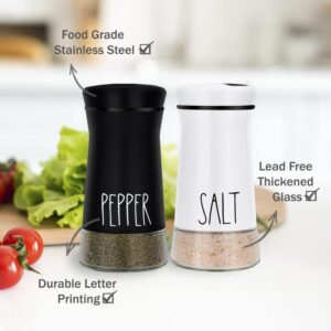 Farmhouse Salt and Pepper Shakers with Adjustable Pour Holes, Refillable Salt Shaker by Aelga, Perfect for Black Pepper, Kosher and Sea Salts