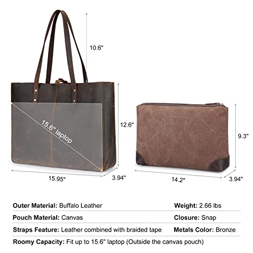 S-ZONE Women Genuine Leather Tote Bag Shoulder Handbag Version 1 Bundle with Version 2 Crossbody Purse