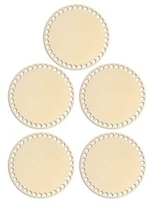 premium baltic birch plywood 6″ round x 5pcs wooden basket bottoms set, solid wooden base for diy