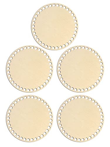 Premium Baltic birch plywood 6" Round x 5pcs Wooden Basket Bottoms set, solid wooden base for DIY