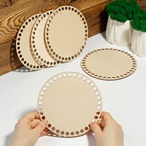 Premium Baltic birch plywood 6" Round x 5pcs Wooden Basket Bottoms set, solid wooden base for DIY