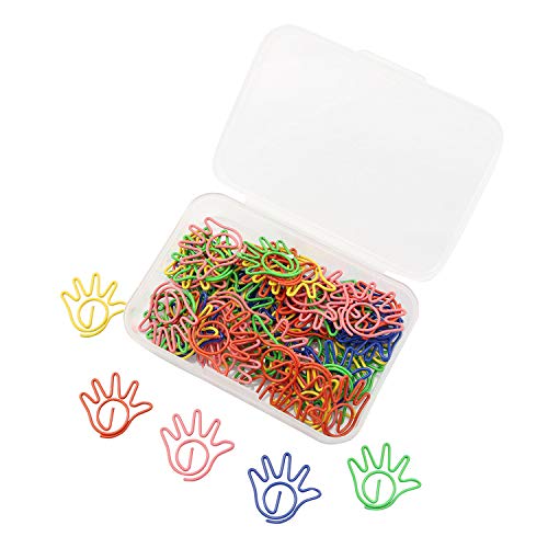 NX Garden Paper Clips 100PCS Colorful Palm Shape Paperclips Creative Bookmarks Stationery Office Supplies