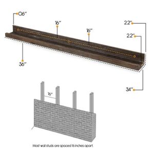 Rustic State Ted Wall Mount Narrow Picture Ledge Shelf Photo Frame Display - 36 Inch Floating Wooden Shelf for Living Room Office Kitchen Bedroom Bathroom Décor - Set of 4 - Torched Brown