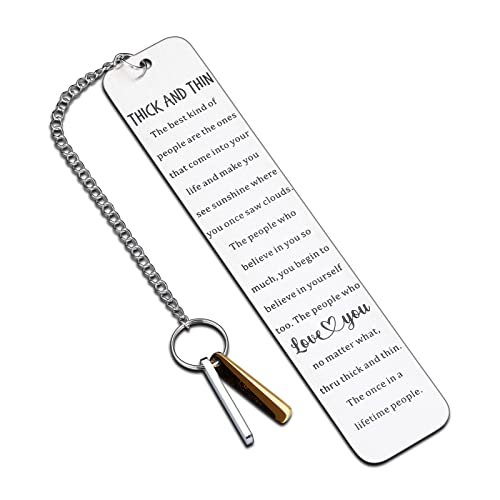 Valentine's Day Gift for Friend Thick and Thin Bookmarks for Best Friend Women Book Lover, Friendship Gifts for BFF Friends Mom Birthday Gift for Female Sentimental Gift for Friendship Besties Sister