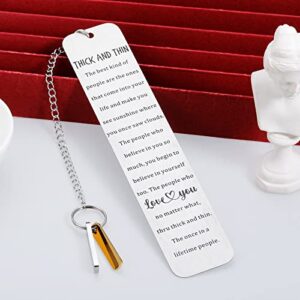 Valentine's Day Gift for Friend Thick and Thin Bookmarks for Best Friend Women Book Lover, Friendship Gifts for BFF Friends Mom Birthday Gift for Female Sentimental Gift for Friendship Besties Sister