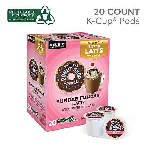 The Original Donut Shop Sundae Fundae One Step Latte, Keurig Single Serve K-Cup Pods, 20 Count