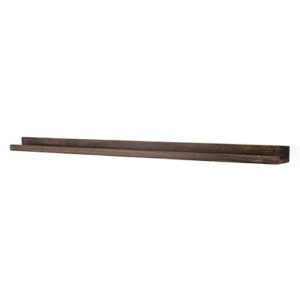 Rustic State Ted Wall Mount Narrow Picture Ledge Shelf Photo Frame Display - 52 Inch Floating Wooden Shelf for Living Room Office Kitchen Bedroom Bathroom Décor - Set of 4 - Burnt Brown