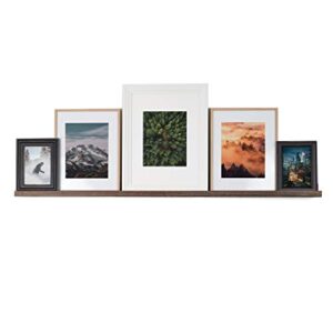 Rustic State Ted Wall Mount Narrow Picture Ledge Shelf Photo Frame Display - 52 Inch Floating Wooden Shelf for Living Room Office Kitchen Bedroom Bathroom Décor - Set of 4 - Burnt Brown