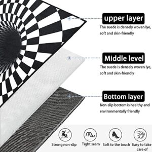 YAOSH 3D Visual Optical Floor Mat Black White Plaid Round Rugs Vortex Optical Illusion Rug,Floor mat,Rubber mats for Floor,Floor mats for Home,Rubber Floor mats