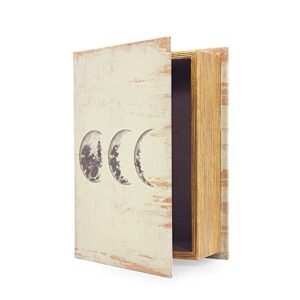 decorative book boxes, faux wood with magnetic cover storage for hidden jewelry, money, and cash (lunar eclipse)