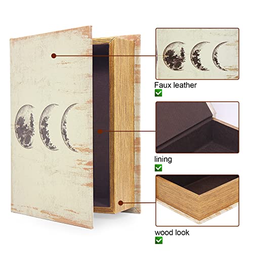 Decorative Book Boxes, Faux Wood with Magnetic cover Storage for Hidden Jewelry, Money, and Cash (Lunar Eclipse)