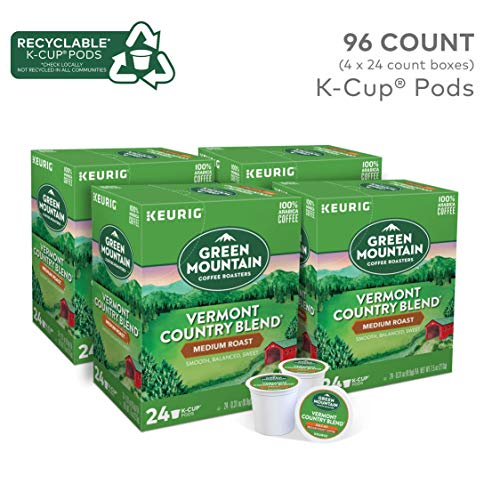 Green Mountain Coffee Roasters Vermont Country Blend, Single-Serve Keurig K-Cup Pods, Medium Roast Coffee,24 Count (Pack of 4)