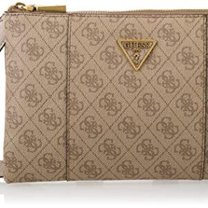 GUESS womens Noelle Double Zip Crossbody, Latte, one size US