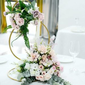 Efavormart 3ft 4-Tier Gold Metal Hoop Pillar Flower Stand, Wreath Wedding Arch Table Centerpiece