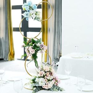 Efavormart 3ft 4-Tier Gold Metal Hoop Pillar Flower Stand, Wreath Wedding Arch Table Centerpiece