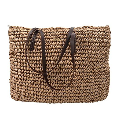 Abuyall Straw Purses for Women Shoulder Handbags Weaving Summer Beach Tote Bag (Solid)