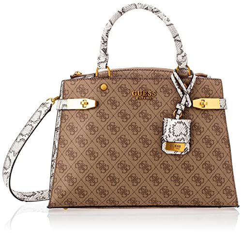 GUESS Zadie Girlfriend Satchel, Latte Logo Python