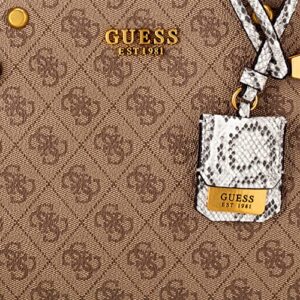 GUESS Zadie Girlfriend Satchel, Latte Logo Python