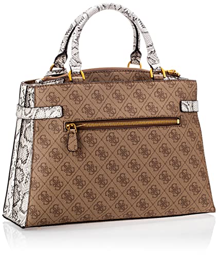 GUESS Zadie Girlfriend Satchel, Latte Logo Python