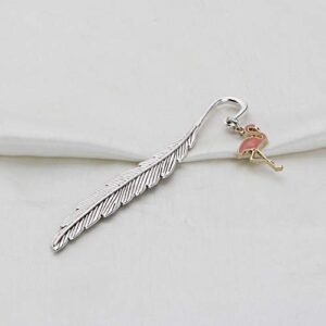 KUIYAI Animal Metal Bookmark Tibetan Silver Bookmark Literary Reader Gift (Flamingo)