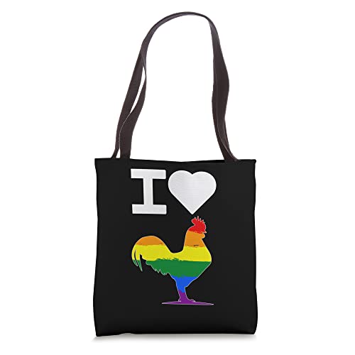 I Love Cock Dick Funny LGBT Gay Pride Rainbow Tote Bag