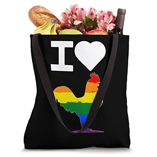 I Love Cock Dick Funny LGBT Gay Pride Rainbow Tote Bag